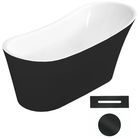 Besco Akrylátová volně stojící vana Calima BW Matt 170x74 Barva: Bílá/černá, Rozměry (cm): 170x74, Typ a barva výpustě: Click-Clack s přepadem, černá