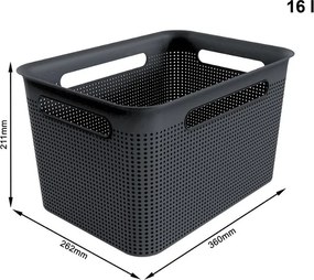 Rotho Úložný box s víkem a s madly BRISEN 16l, 36x26,2x21cm, černý