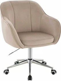 LuxuryForm DESIGN Otočná židle AVOLA VELUR na stříbrné podstavě s kolečky - latte