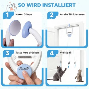 PawHut Interaktivní hračka pro kočky, USB nabíjecí, zavěšená na dveře, skákající myš pro kočky, 24,1 x 13,8 x 6,6 cm, bílá