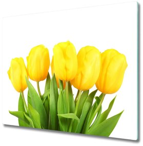 Skleněná krájecí deska Žluté tulipány 60x52 cm