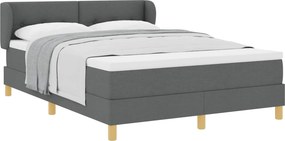 Postel s boxspringem s čelo Tmavě šedá 140 x 190 cm textil 3340207