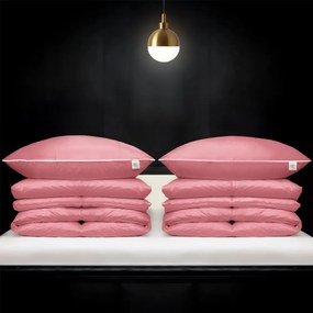 Set COMFORT 2x péřový polštář, 2x péřová přikrývka: Růžová 2x 70x90cm, 2x 140x200cm