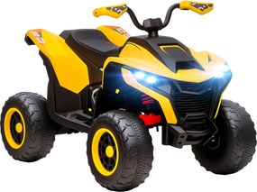 AIYAPLAY Elektro čtyřkolka pro děti, 3-6 km/h, LED světlomety, hudba, USB, pro děti 3-8 let, žlutá
