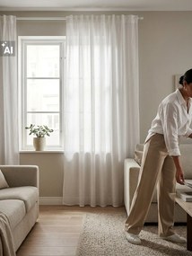 Sinsay - Poloprůhledná záclona na řasící pásce - bílá