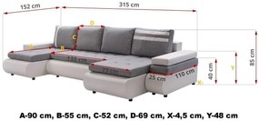 Casarredo - Komfort nábytek Rozkládací sedací souprava do U MELCHOR s úložným prostorem, Sioux 1114/Trinity 8 | Vyberte si sedačku:: pravá (viz obrázek)