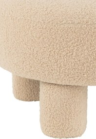Béžová kulatá stolička s opěrkou Teddy Bouclé Beige - Ø 52*49 cm