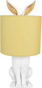 Bílá stolní lampa králík se žlutým stínidlem Rabbi - Ø 20*43 cm E27/max 1*60W