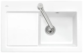 Villeroy & Boch Villeroy Boch SUBWAY: keramický dřez, umyvadlo vpravo, 780x510mm pro 1-otvorovou baterii, bílá Alpin CeramicPlus, 671401R1