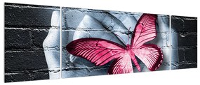 Moderní obraz dlaní s motýlem (170x50 cm)