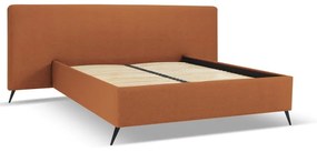 Čalouněná dvoulůžková postel v cihlové barvě s úložným prostorem a roštem 160x200 cm Walter – Milo Casa