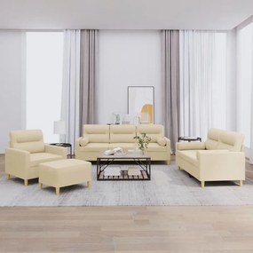 4dílná sedací souprava s polštáři krémová textil 3201562
