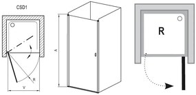 Ravak Sprchové dveře jednodílné bílé,     CSD1-80  TRANSPARENT   0QV40100Z1 Profil: Satin, Sklo: Hladké čiré CSD1-80   TRANSPARENT