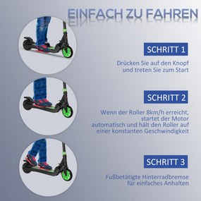 HOMCOM E-koloběžka elektrická koloběžka 120W motor, dojezd 6 km, max. 8 km/h, elektrická koloběžka od 6 let, zelená+bílá