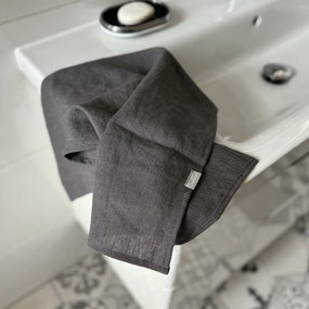 Lněný ručník / osuška - Grafitově šedá (Graphite Grey) Rozměr mix: 47x70 cm