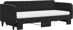Válenda s přistýlkou a matracemi černá 80 x 200 cm samet 3197084