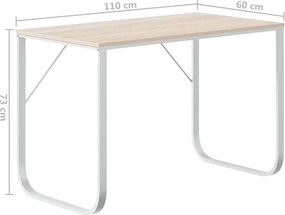 Počítačový stůl bílý a dub 110 x 60 x 73 cm dřevotříska 30202