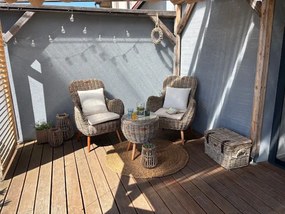 Vingo Odkládací ratanový stolek se skleněnou deskou, 52 cm