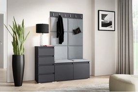 Eka Předsíňová stěna s čalouněnými panely Trinity 34 - Grafit / Šedá 2314