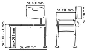 Sapho 70 x 63 x 41cm lavice do vany A0120101 bílá