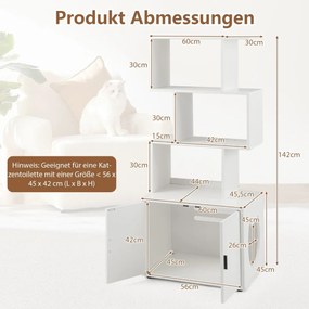Costway Skříňka pro kočky s na toaletu pro kočky – 60 × 45,5 × 142 cm