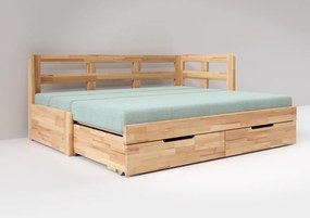 BMB Tandem Harmony rozkládací postel s pravým čelem - buk Moření: Antracit, Provedení: Buk průběžný, Typ: ostré rohy, Rozměr: 80/160 x 200 cm