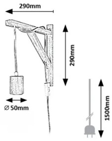 Rabalux 71028 - Nástěnná lampa UBUL 1xE27/60W/230V buk
