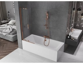 Mexen Velar, 2-křídlová posuvná vanová zástěna 70 x 150 cm, 8mm čiré sklo, růžové zlato, 896-070-000-01-60