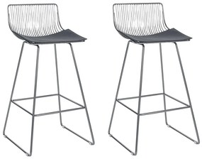 Sada 2 kovových barových židlí stříbrné FREDONIA Beliani