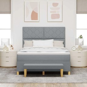 Postel s boxspringem s čelo Světle šedá 200 x 160 cm textil 3344387