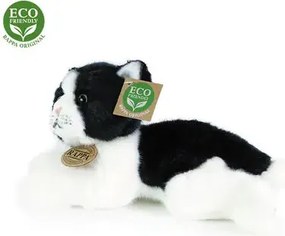 RAPPA Plyšová kočka bílo-černá ležící 16 cm / ECO-FRIENDLY / od 0 měsí