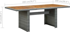 Zahradní stůl světle šedý polyratan a masivní akáciové dřevo 313312