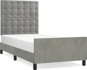 Rám postele bez matrace světle šedý 90 x 200 cm samet 3125977