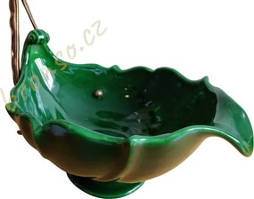 Dekorativní porcelánová mísa s kolibříkem – zelená luxusní mísa s bronzovým detailem