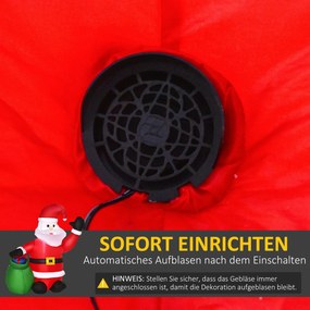 HOMCOM Vánoční dekorace Nafukovatelný Santa Claus venkovní vánoční dekorace, včetně ventilátoru, 1,2 m, červená + bílá
