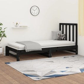 vidaXL Výsuvná postel 2x (90 x 190) cm masivní borovice [3108328] Barva: Černá