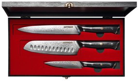 KATFINGER | Box Black Santoku | sada damaškových nožů 3ks