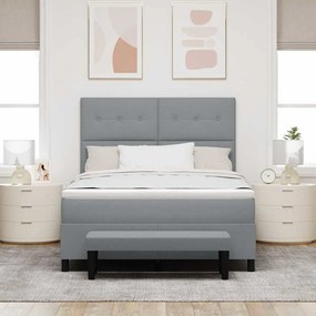 Postel s boxspringem s čelo Světle šedá 140 x 200 cm textil 3344072