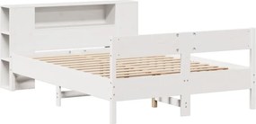 Postel s knihovnou bez matrace bílá 135x190 cm masivní borovice 3322958
