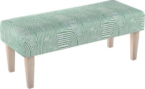 Dlouhá lavička 100x40cm barva zelená látka pletený vzor, vzorované