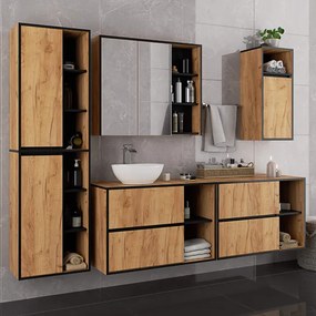 Kúpeľňová skříňka VAMI W50 2D 6P dub craft / čierna