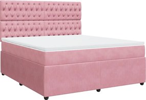 Box spring postel s matrací růžová 180x200 cm samet 3292417