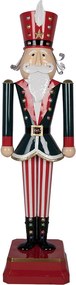 Kovová dekorace Louskáček Nutcracker v červeno - zeleném – 37*31*134 cm