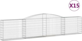 Klenuté gabionové koše 15ks 400x30x80/100 cm pozinkované železo 3146862