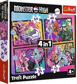 Puzzle trefl monster high: elektrizující den 4v1 (35, 48, 54, 70 dílků)