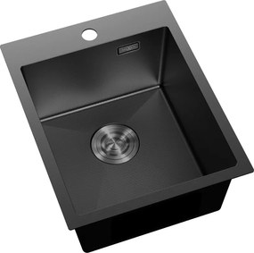 Mexen Solix, 1-komorový nerezový dřez 400 x 500 mm, černá, vzor voština, 6406401000-70HC