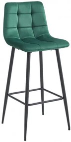 Set dvou barových židlí ARCETO sametové tmavě zelené (černé nohy) 2 ks