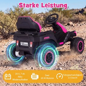 Costway 24 Elektrický traktor V Elektrický traktor pro děti ve věku 3 a – růžový