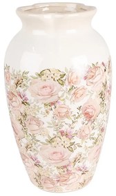 Béžová keramická dekorační váza s růžemi Rosien - Ø 21*37 cm