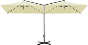 Dvojitý zahradní slunečník s ocelovou tyčí pískový 600 x 300 cm 312555